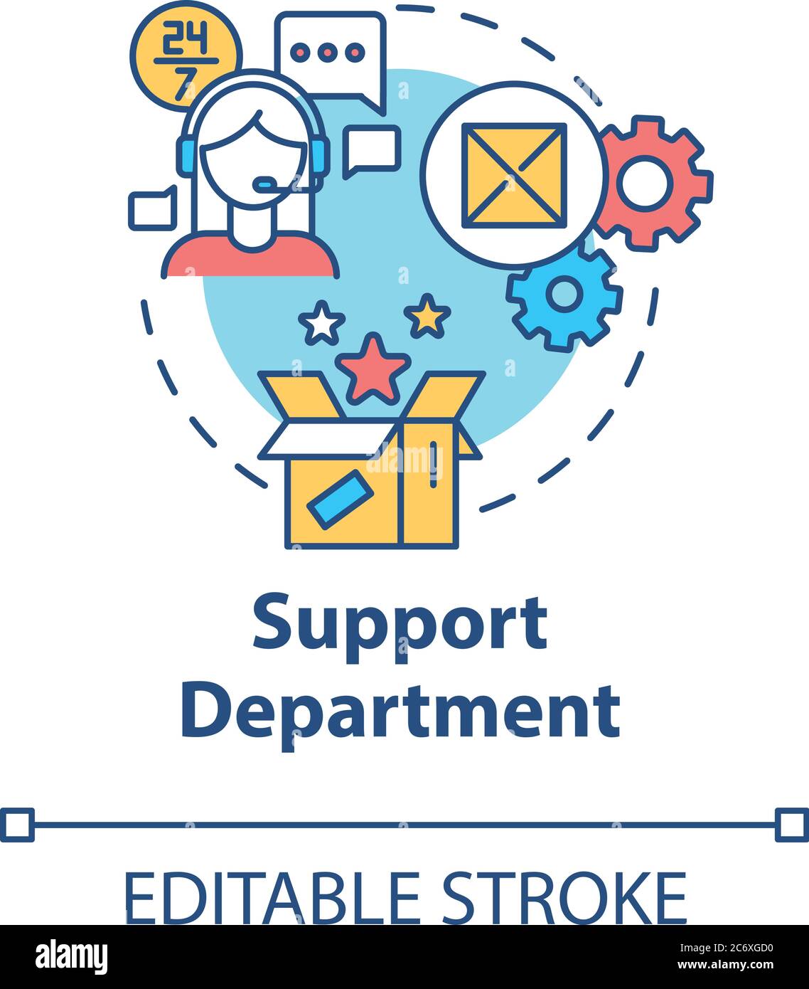 Support department concept icon. Tech help for customers. Helpline for ...