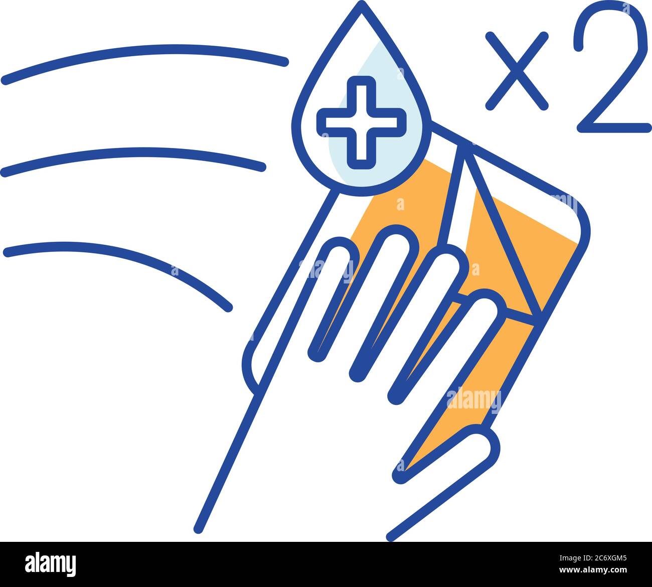 Wipe twice rule RGB color icon. Disinfection method, surface cleaning ...