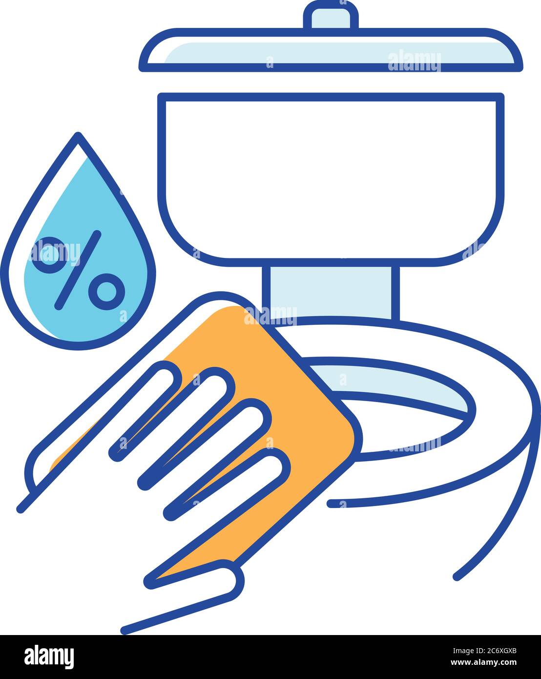 Toilet disinfection RGB color icon. Home sanitation, bathroom ...