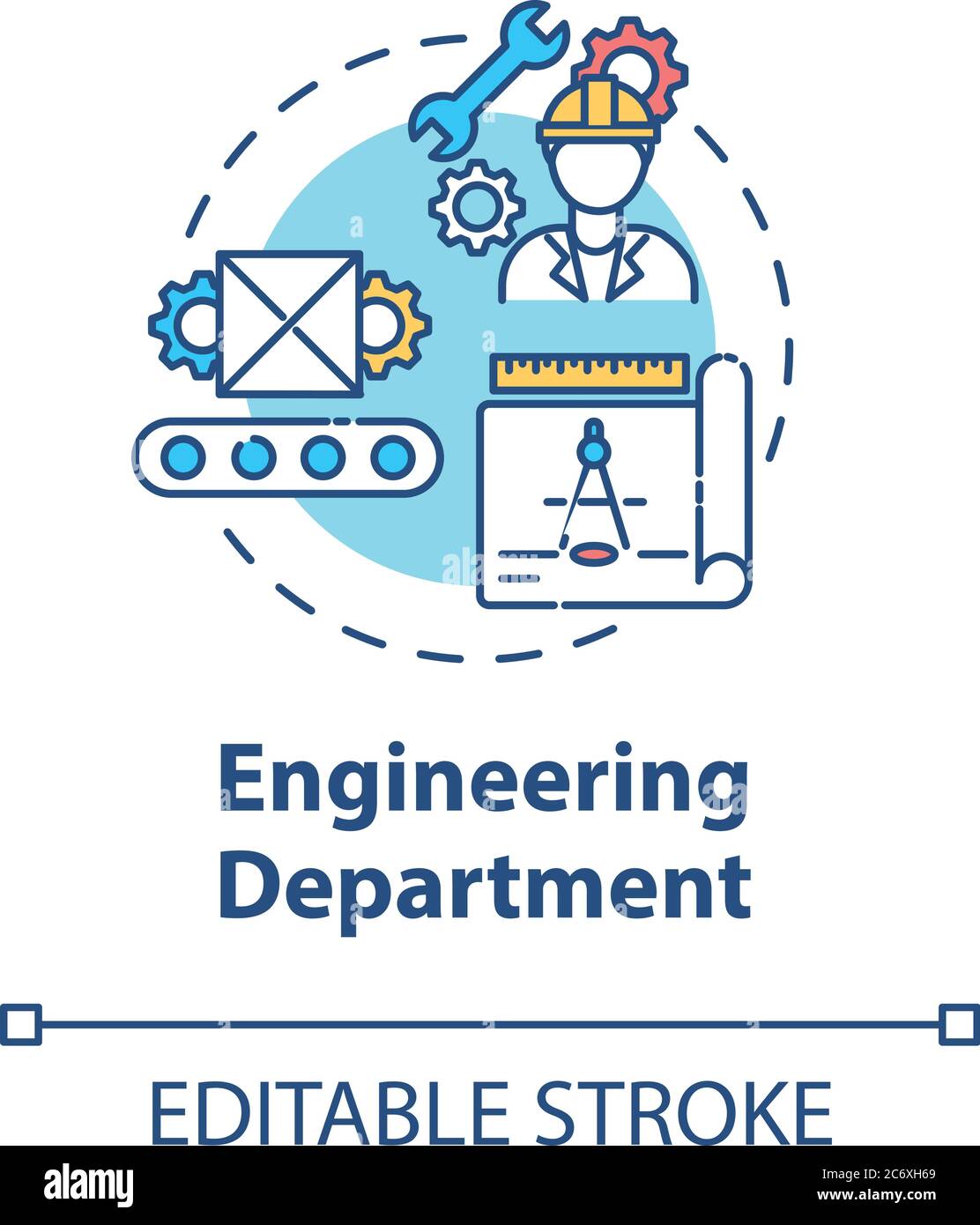 Engineering department concept icon. Technical production. Professional ...