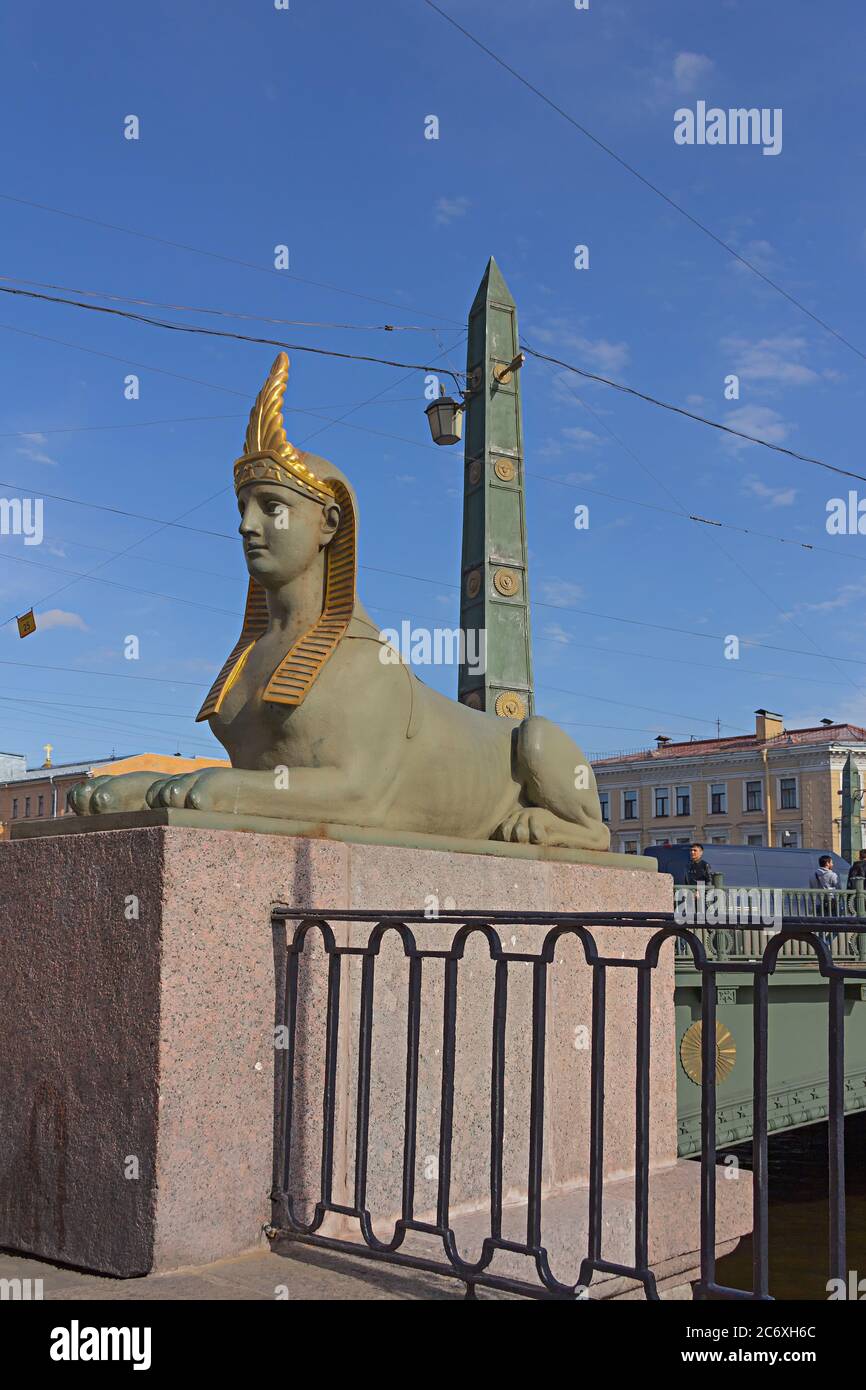 Egyptian bridge with Sphinx figure statue and lantern post as egyptian ...