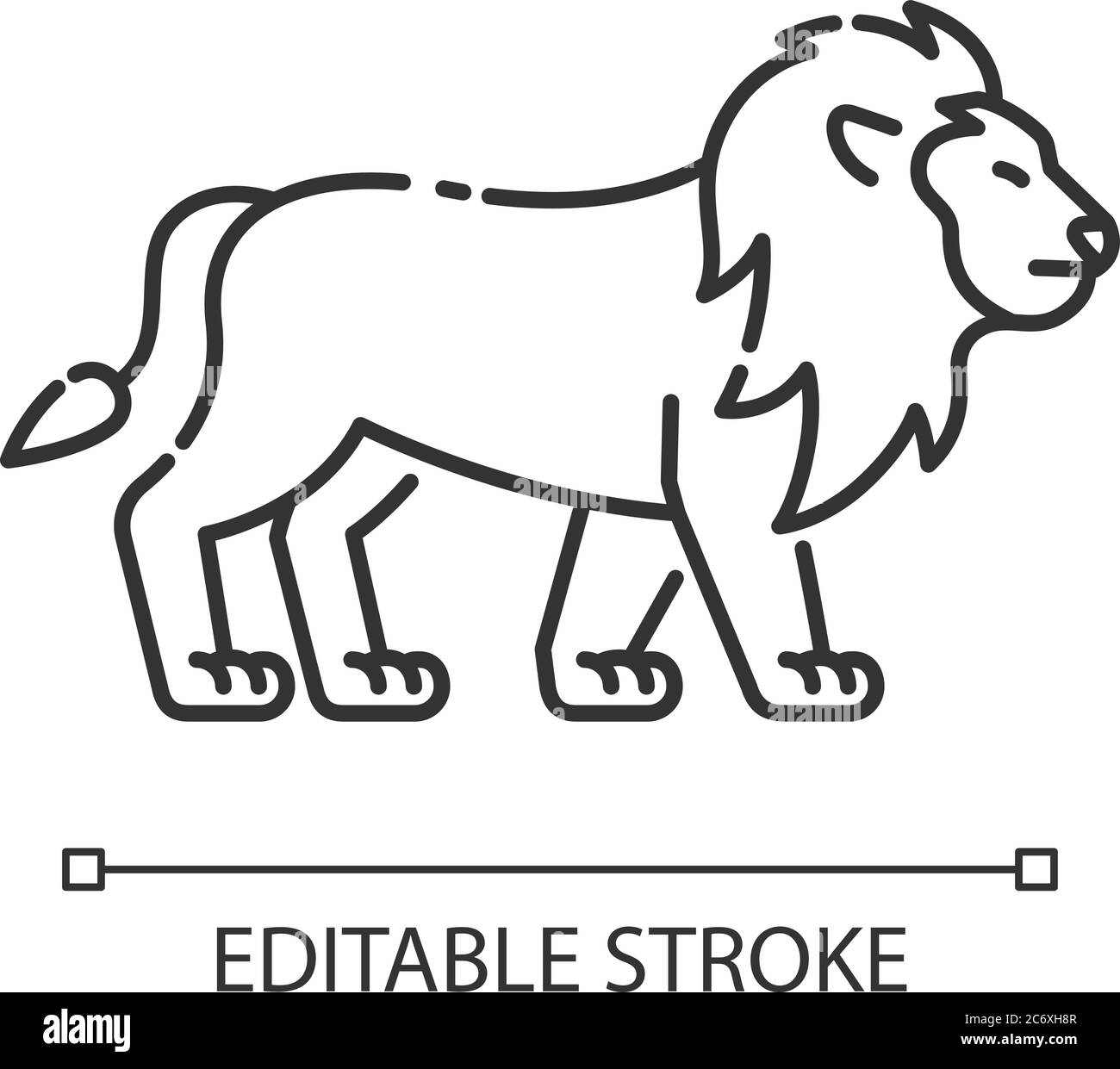 Lion pixel perfect linear icon. Too inhabitant. African safari, savanna ...