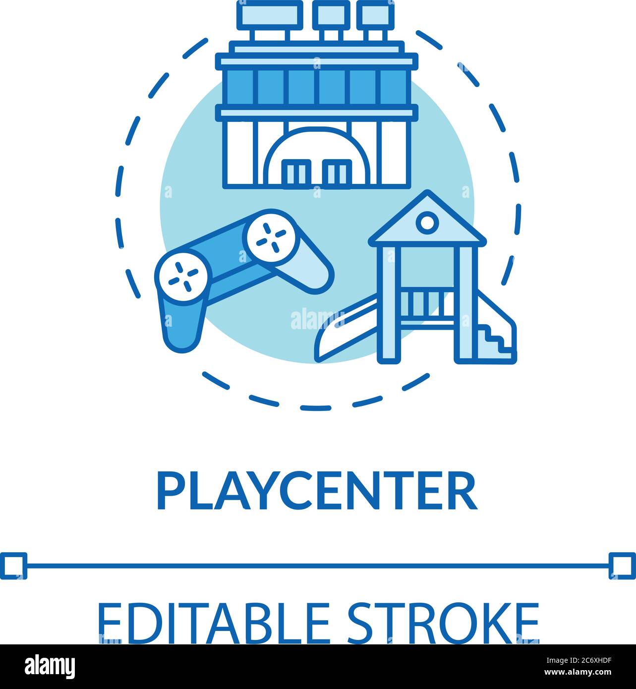 Children playcenter concept icon. Outdoor playing area. Kids recreation ...