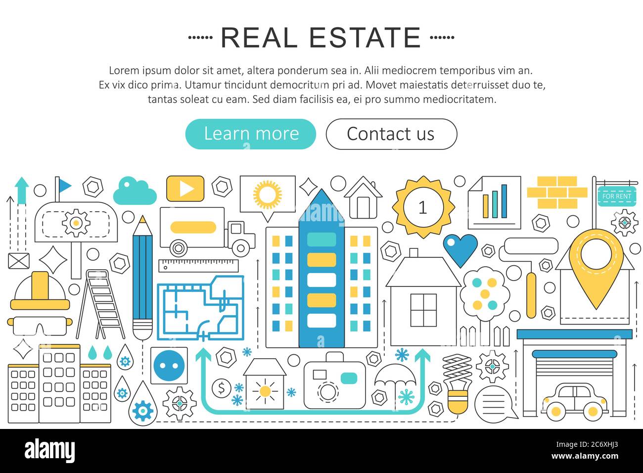 Vector modern line flat design Real estate concept. Real estate ...