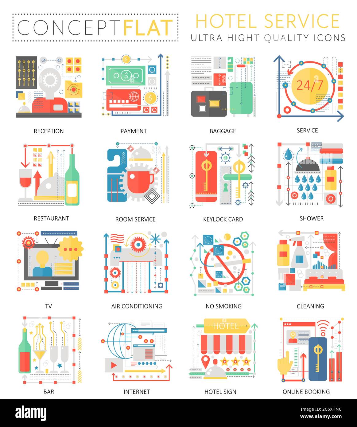 Infographics mini concept green Hotel service icons for web. Premium ...