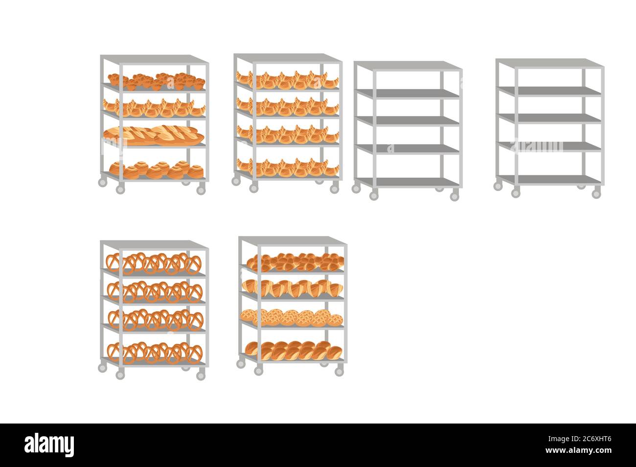 Bakery manufacturer with bread tray professional bakery cartoon ...