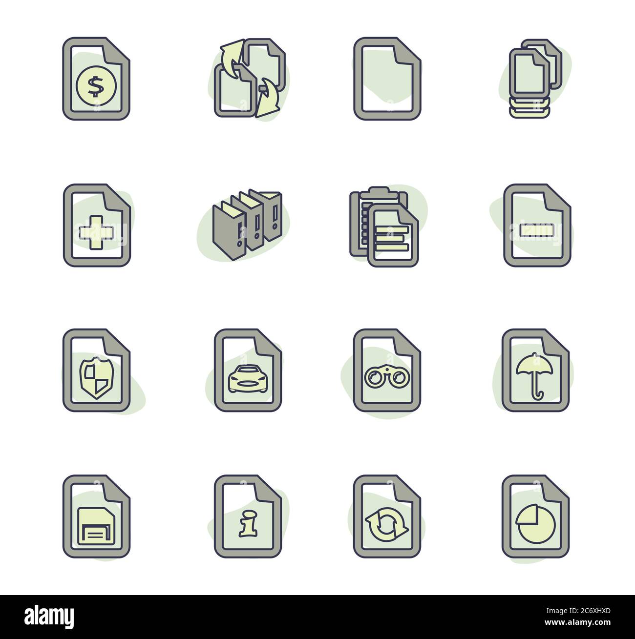 Documents icons set Stock Vector Image & Art - Alamy