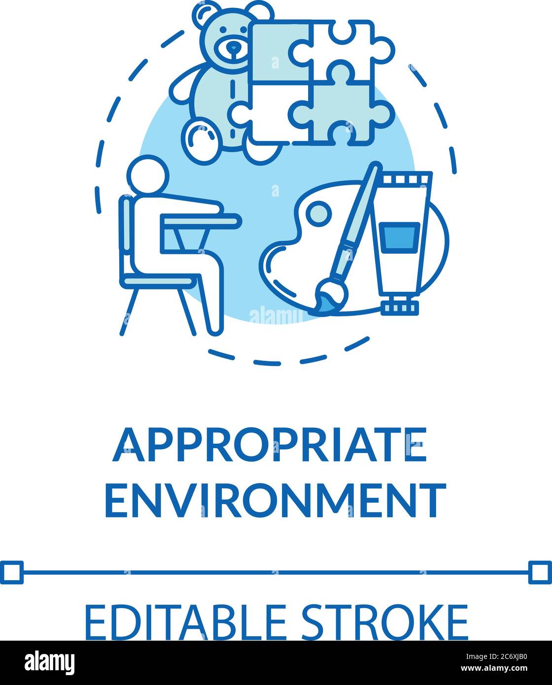 Kindergarten environment concept icon. Positive classroom atmosphere ...