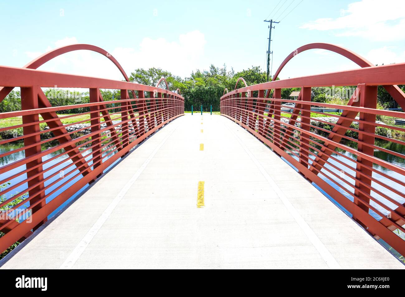 Red bridge located outside of Biscayne National Park in Homestead ...
