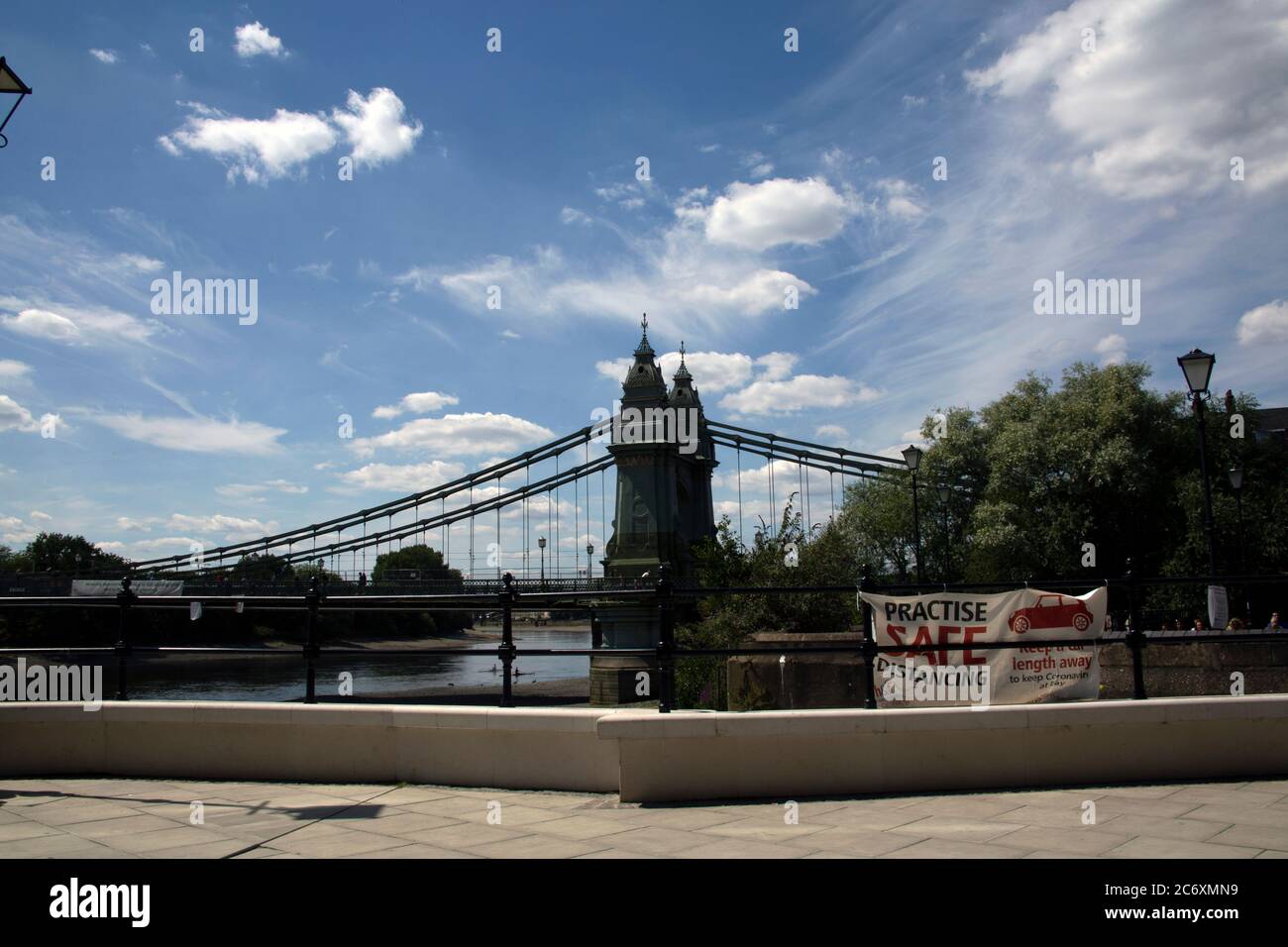 Hammersmith bridge and riverside, Thames Path, Hammersmith West London ...