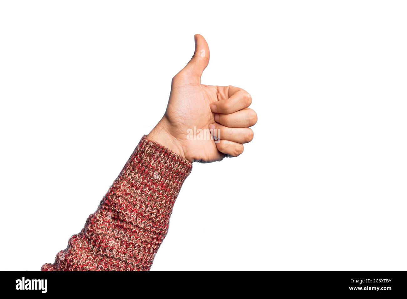 Hand of caucasian young man showing fingers over isolated white ...