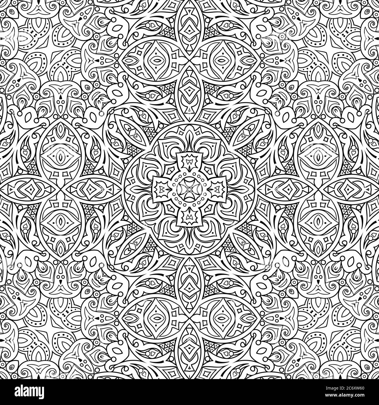 Vector ethnic line art hand drawn background Stock Vector Image & Art ...