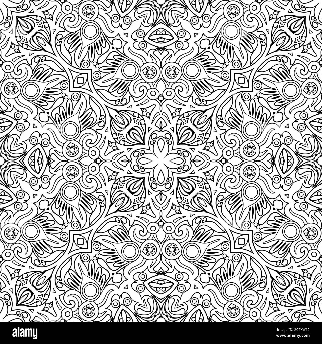 Vector ethnic line art hand drawn background Stock Vector Image & Art ...
