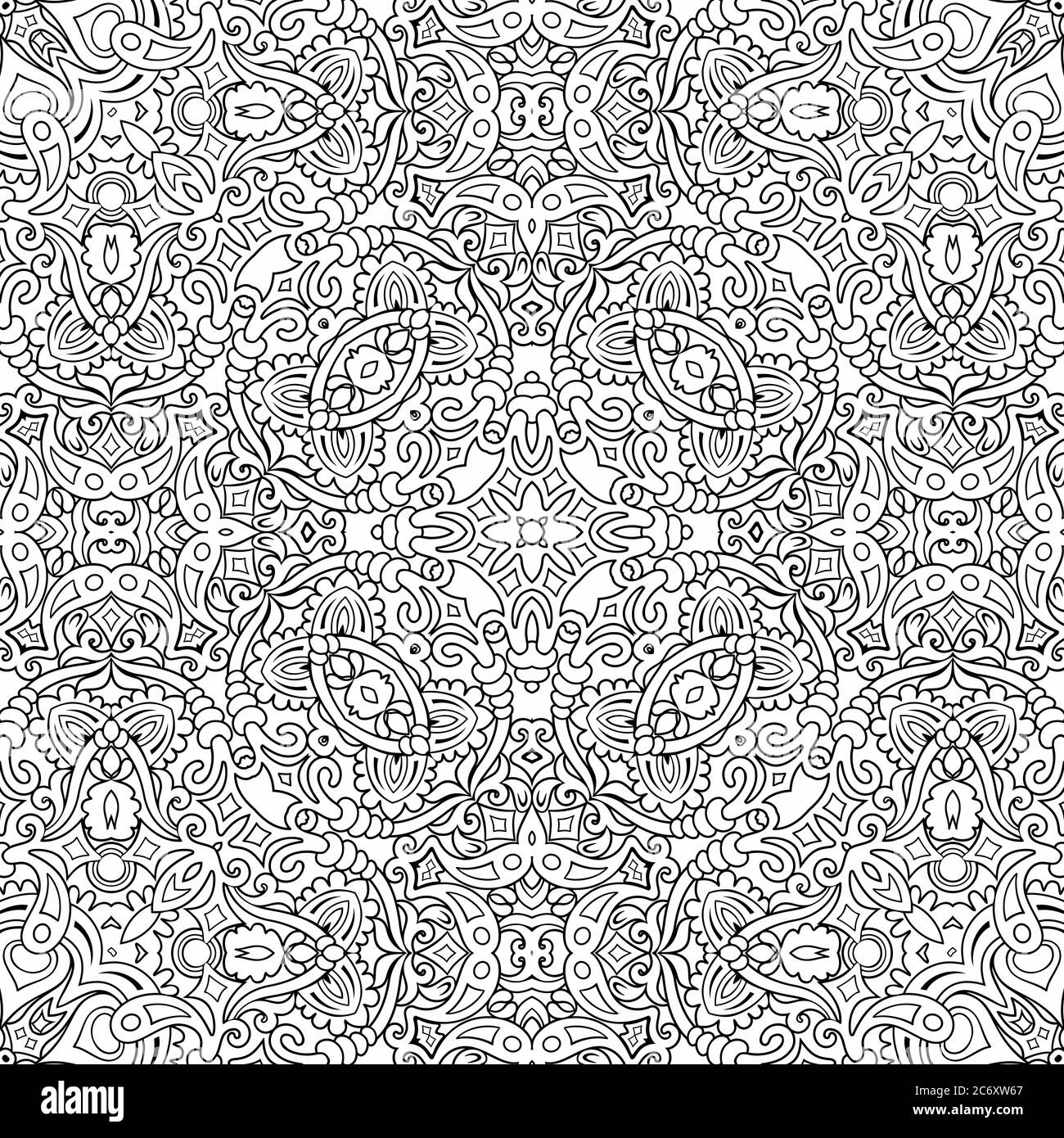 Vector ethnic line art hand drawn background Stock Vector Image & Art ...