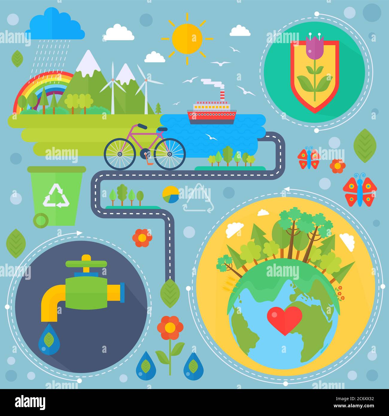 Environmental Protection, Ecology concept Banners Set in modern Flat ...