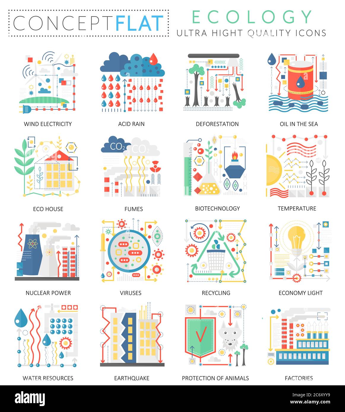 Infographics mini concept green Ecology icons for web. Premium quality ...