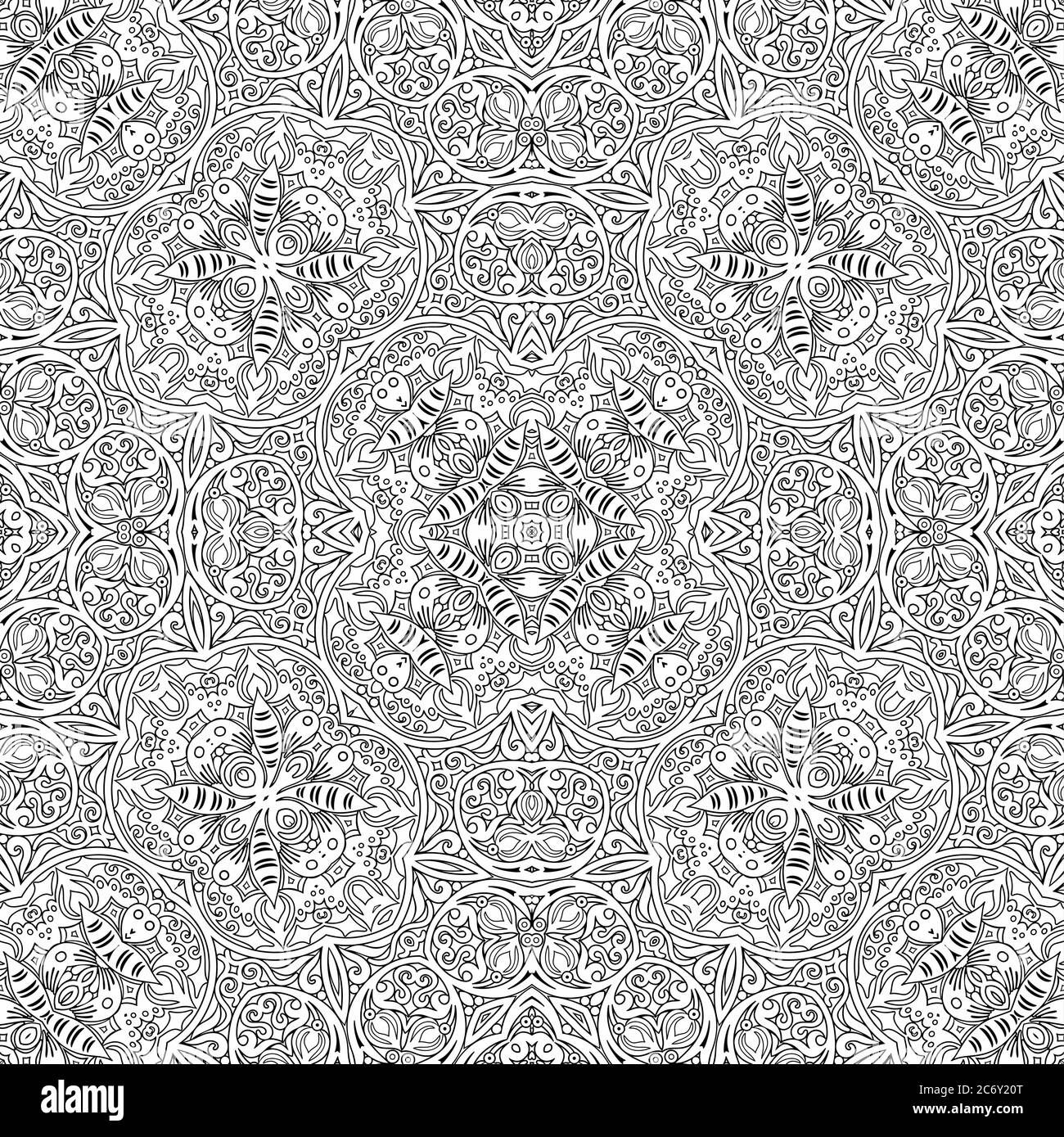 Vector ethnic line art hand drawn background Stock Vector Image & Art ...