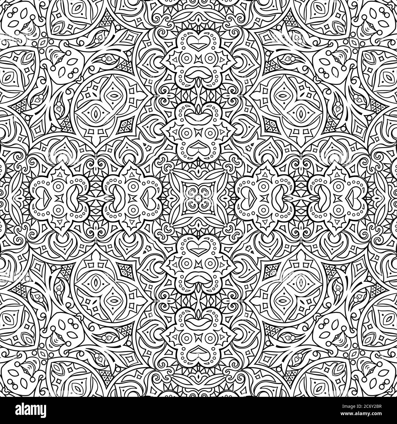 Vector ethnic line art hand drawn background Stock Vector Image & Art ...