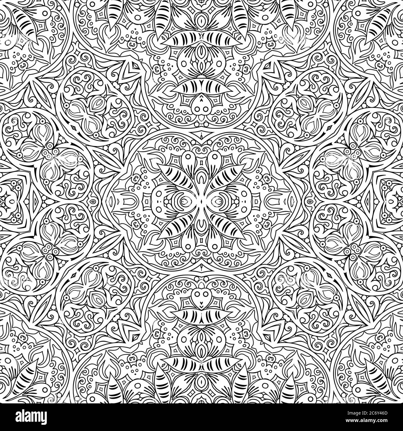 Vector ethnic line art hand drawn background Stock Vector Image & Art ...