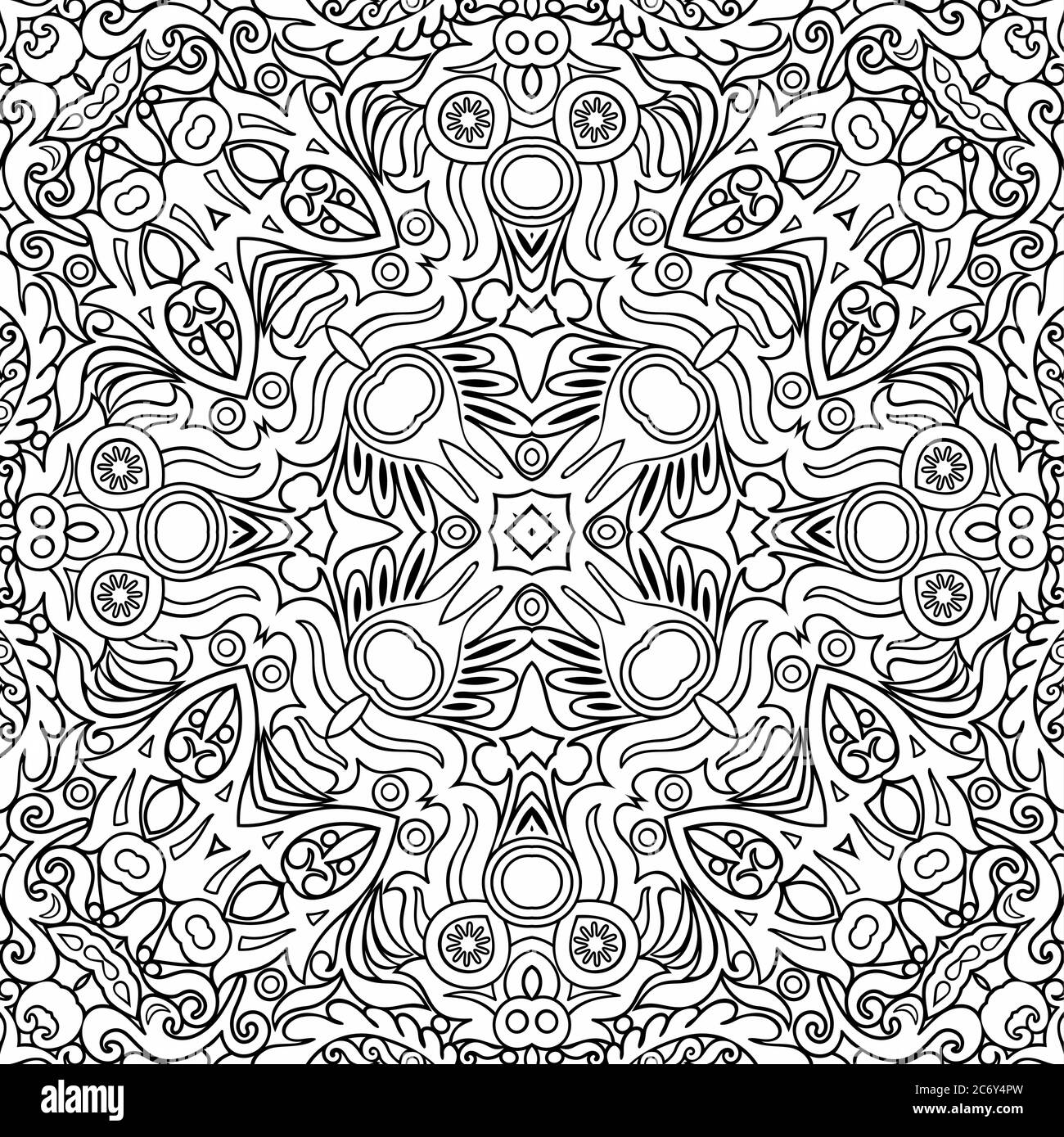 Vector ethnic line art hand drawn background Stock Vector Image & Art ...