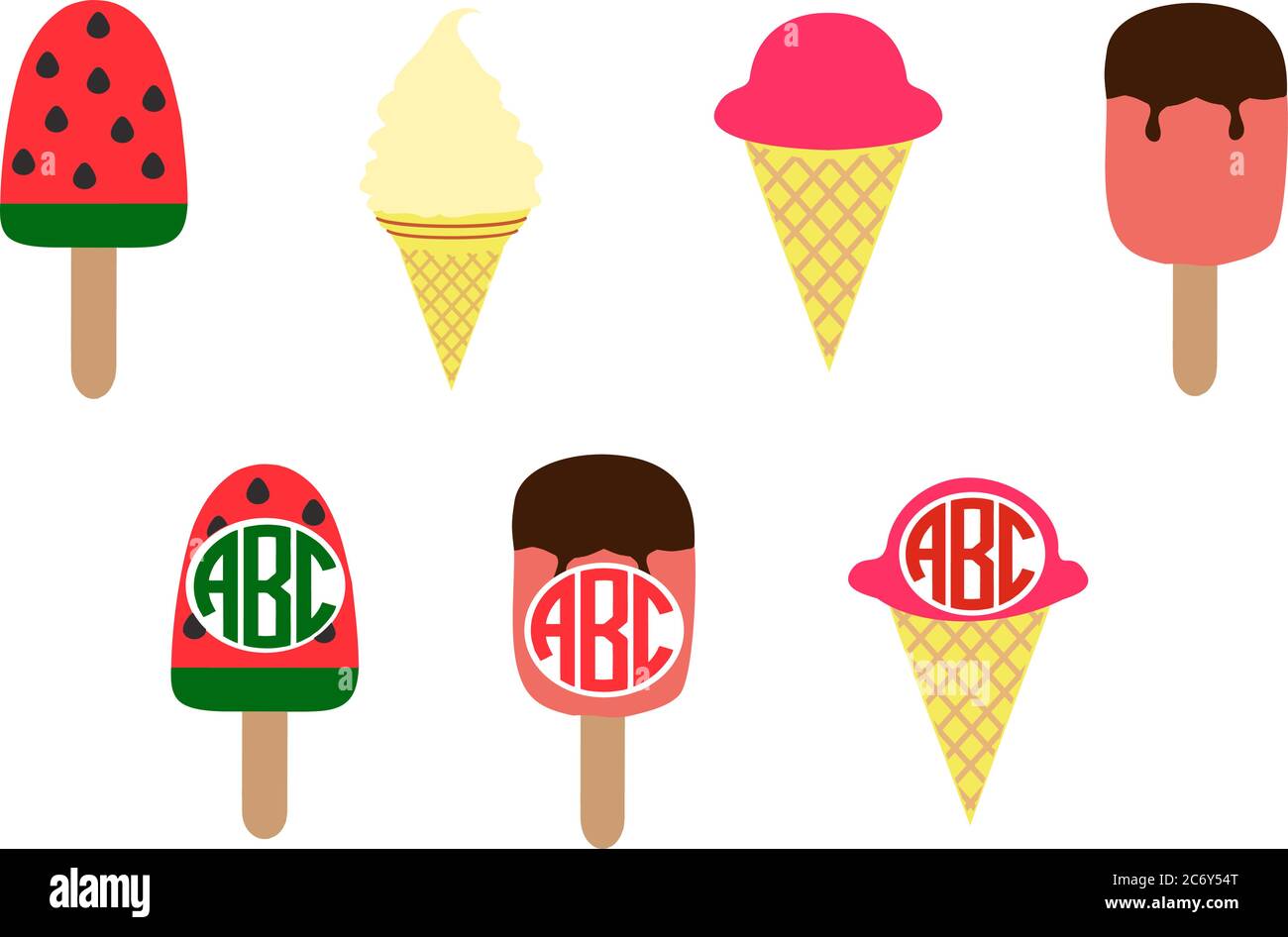 Set of ice cream. monogram. vector Stock Vector Image & Art - Alamy