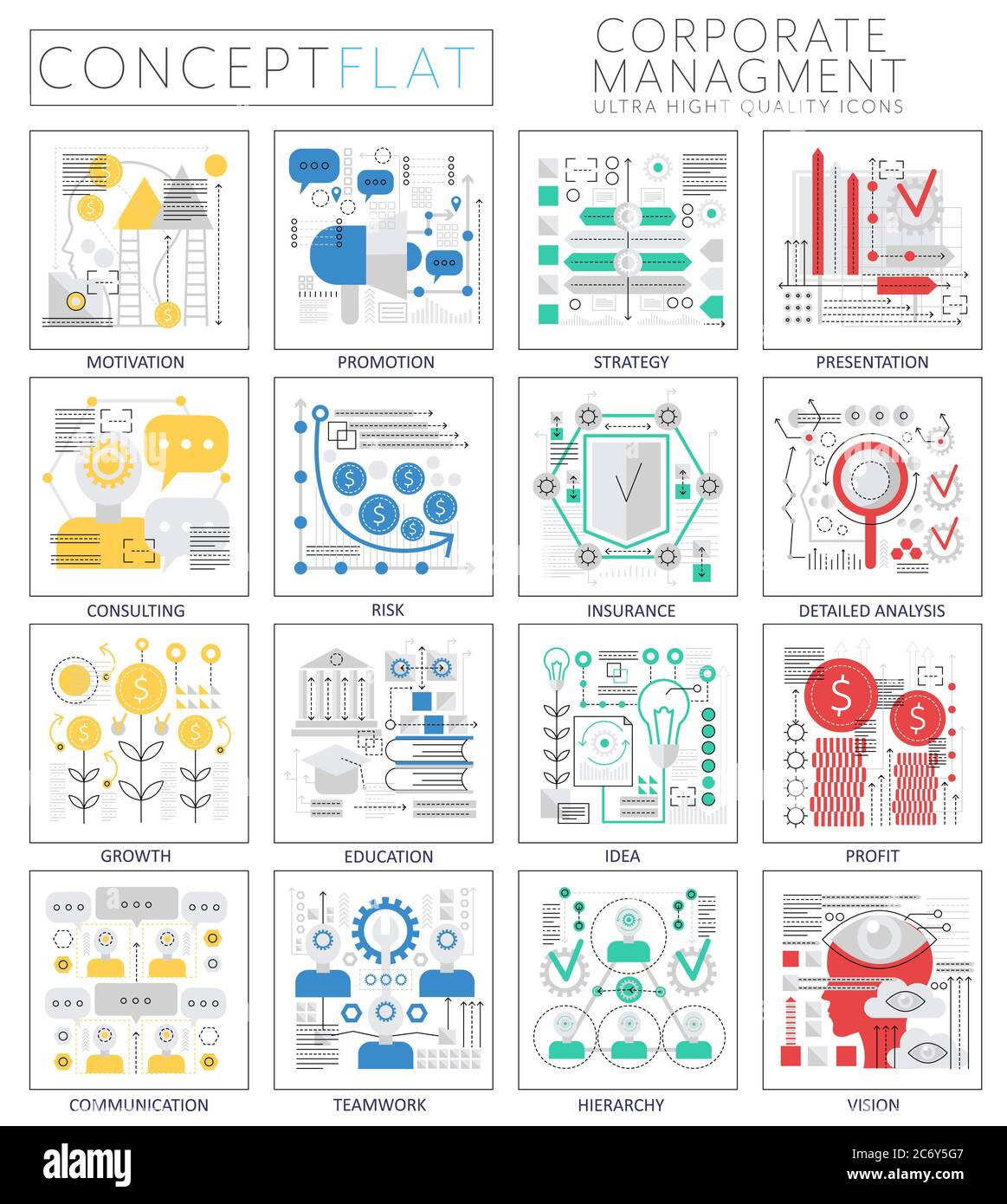 Infographics mini concept corporate managment icons for web. Premium ...