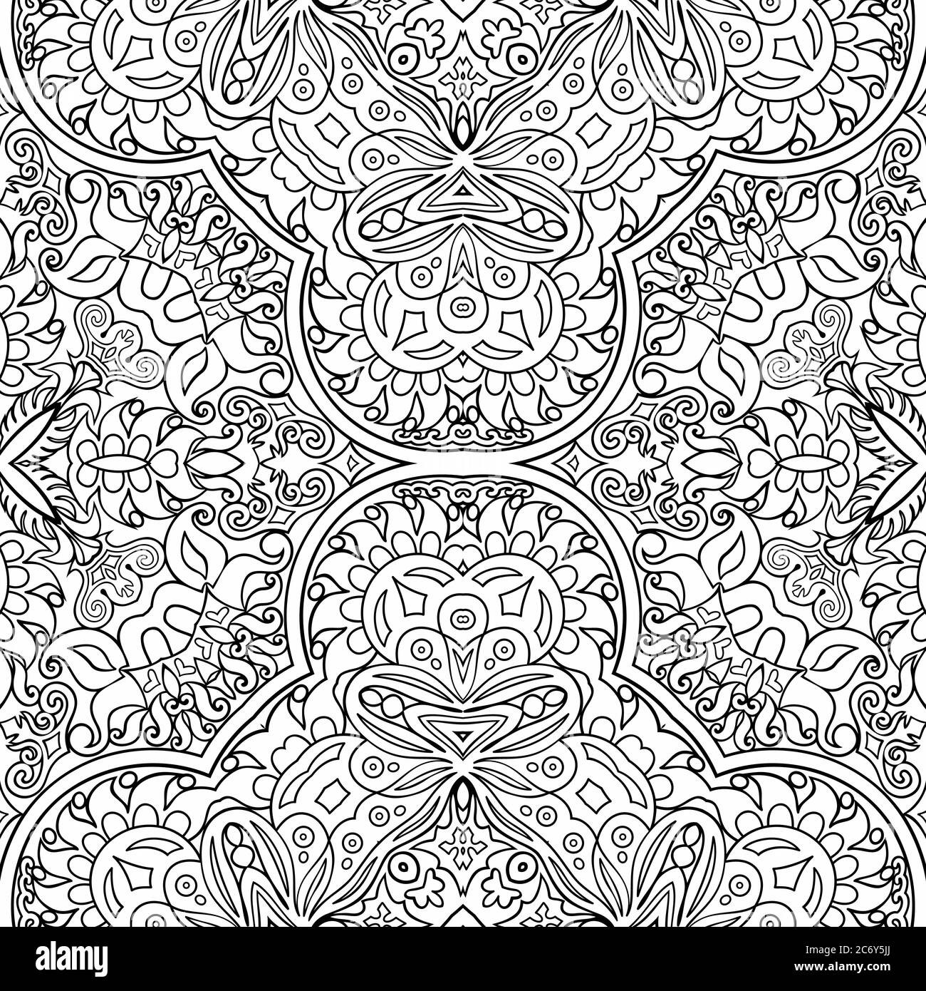 Vector ethnic line art hand drawn background Stock Vector Image & Art ...
