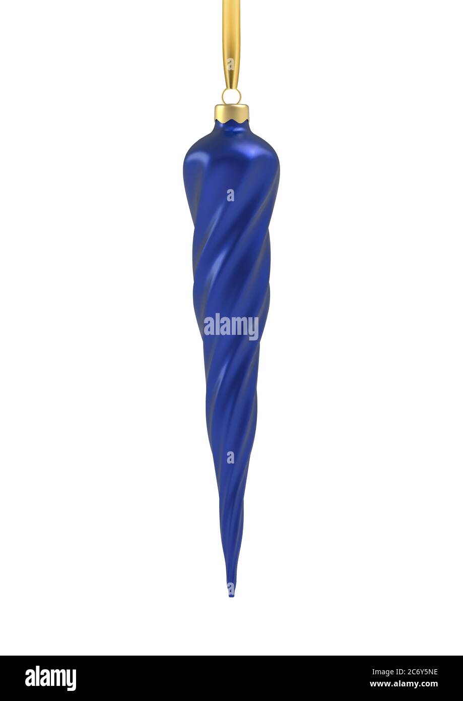 Realistic blue Christmas tree toy in the form of a icicle, spiral. 3D ...