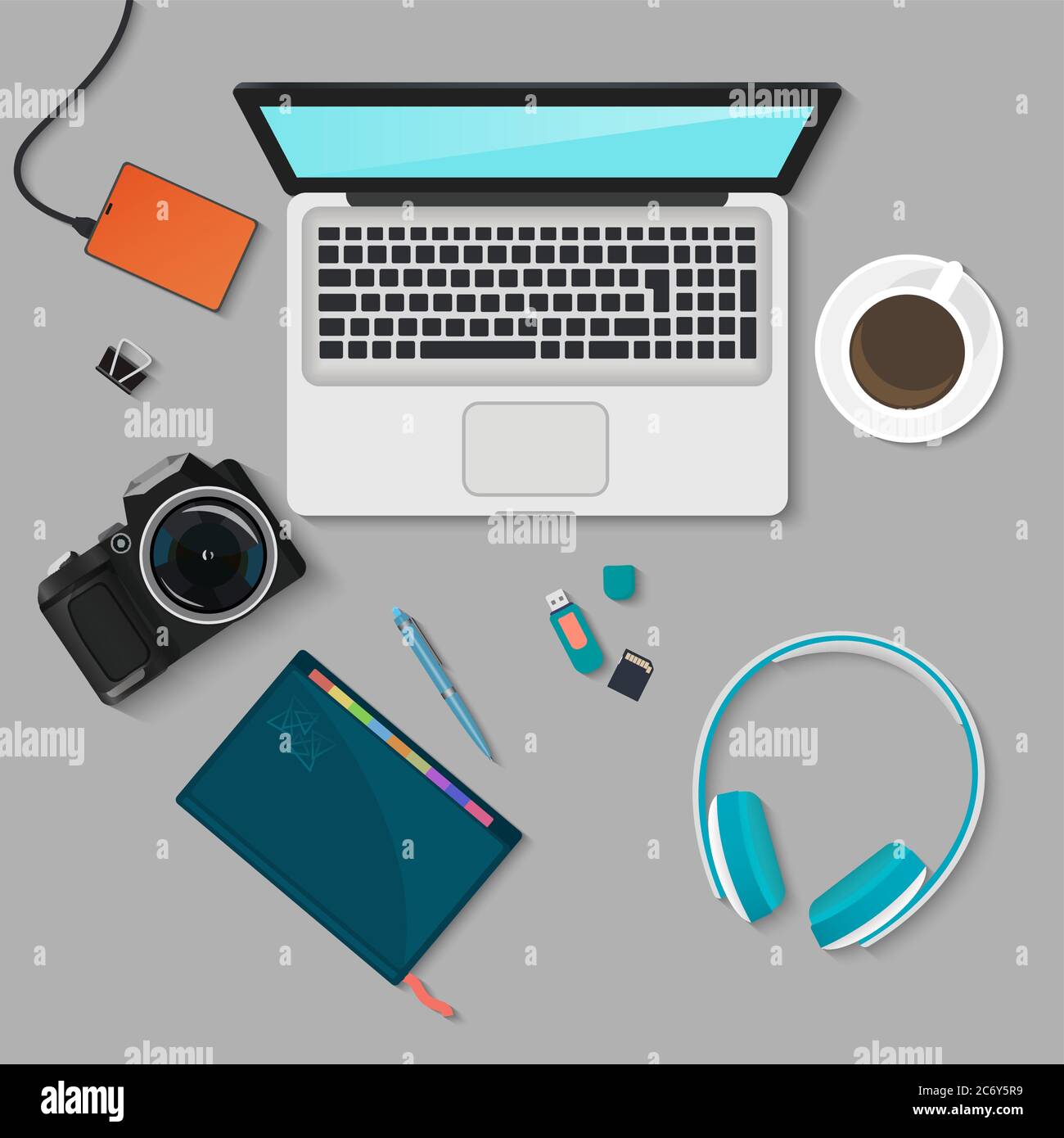 Office table top view icon vector Stock Vector Images - Alamy