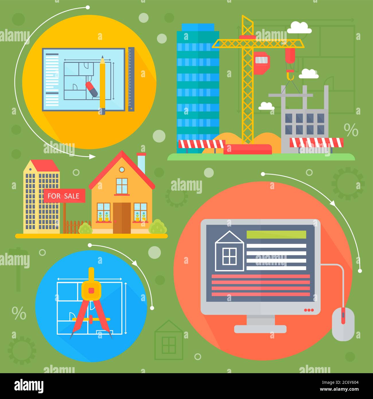 Vector Real estate design concept set with sale and rental market ...