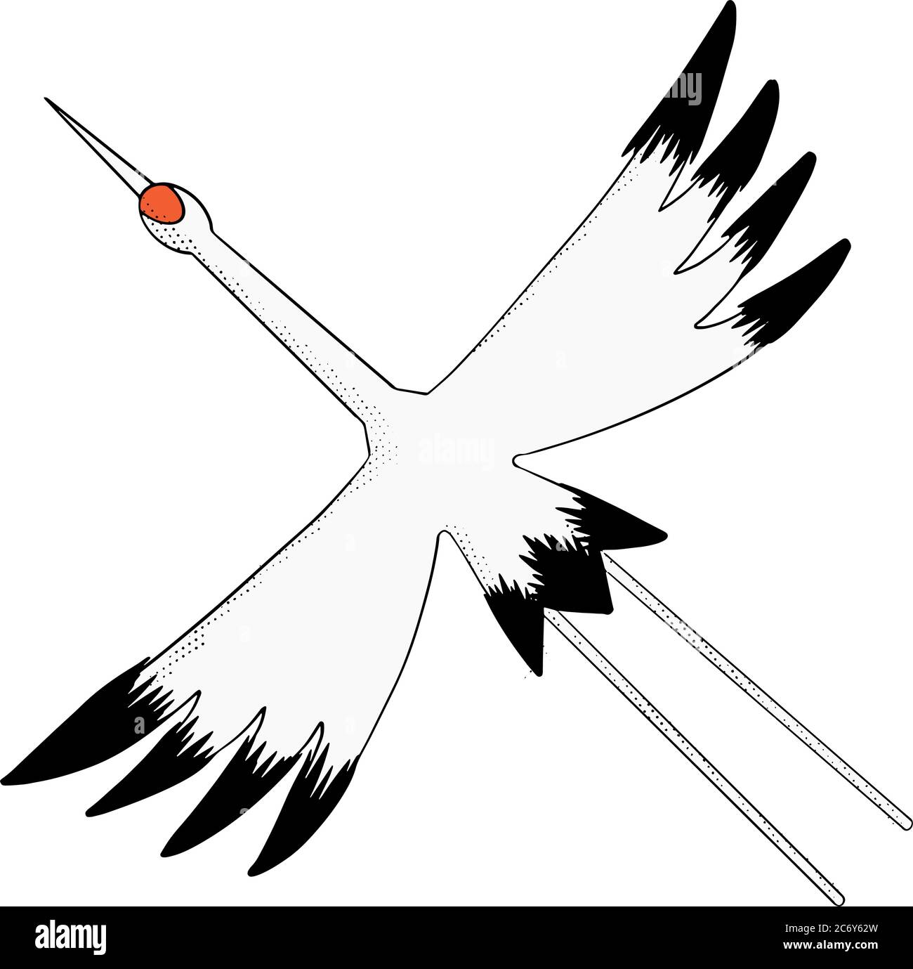Vector hand-drawn abstract Crane bird illustration. graphic resource ...