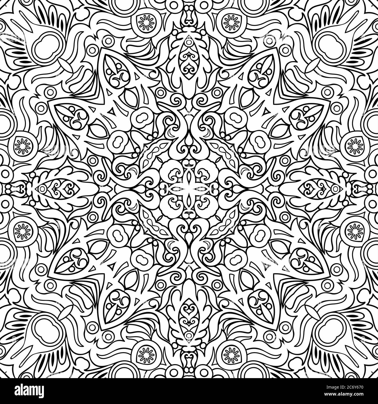 Vector ethnic line art hand drawn background Stock Vector Image & Art ...