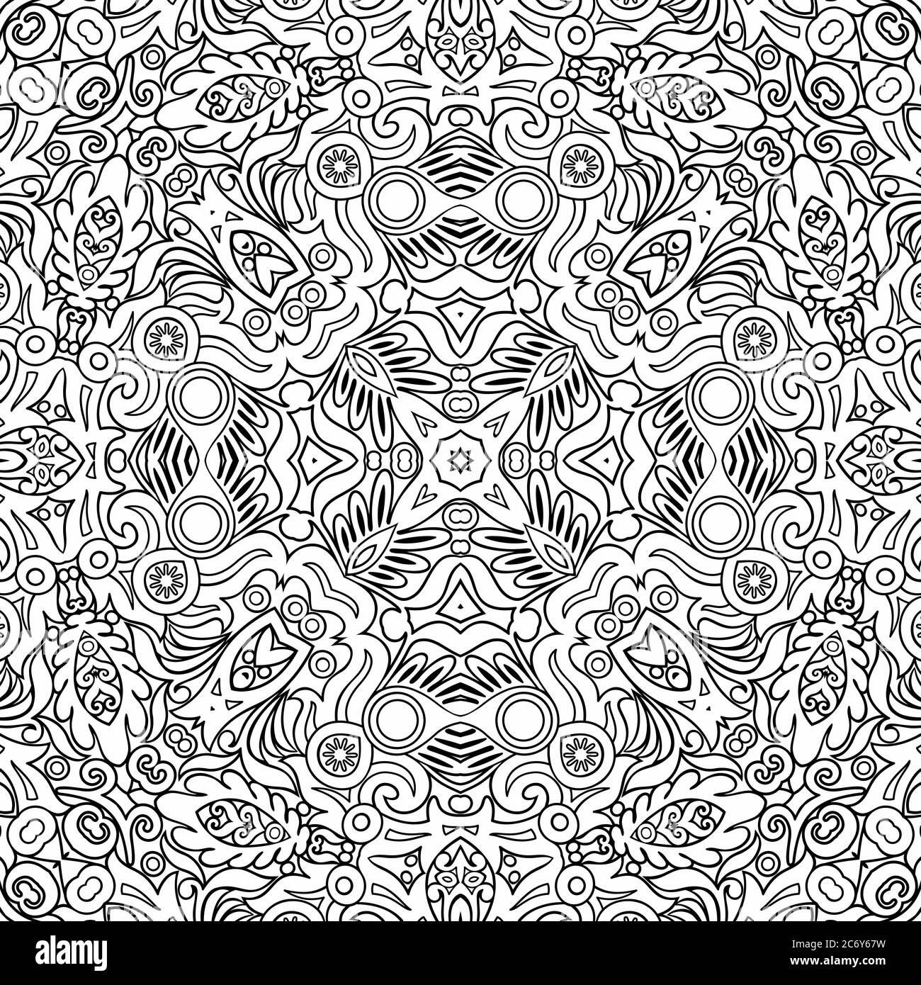 Vector ethnic line art hand drawn background Stock Vector Image & Art ...