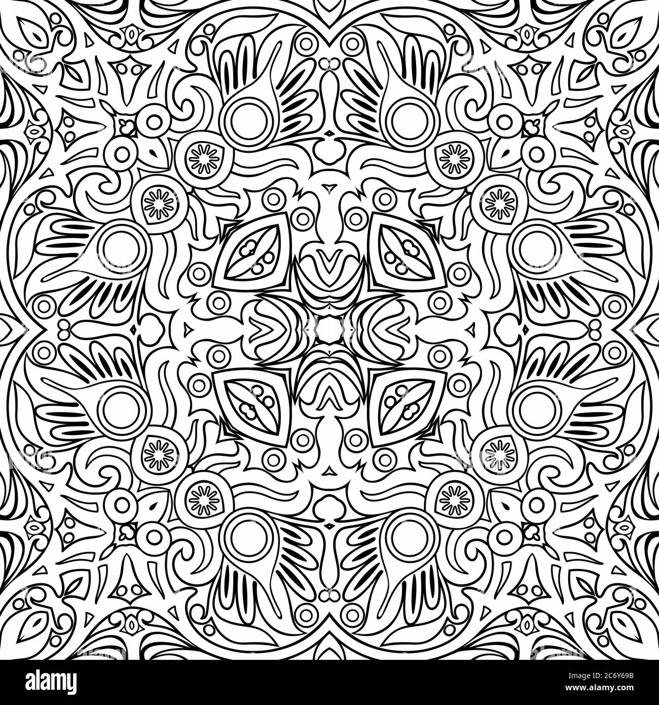 Vector ethnic line art hand drawn background Stock Vector Image & Art ...