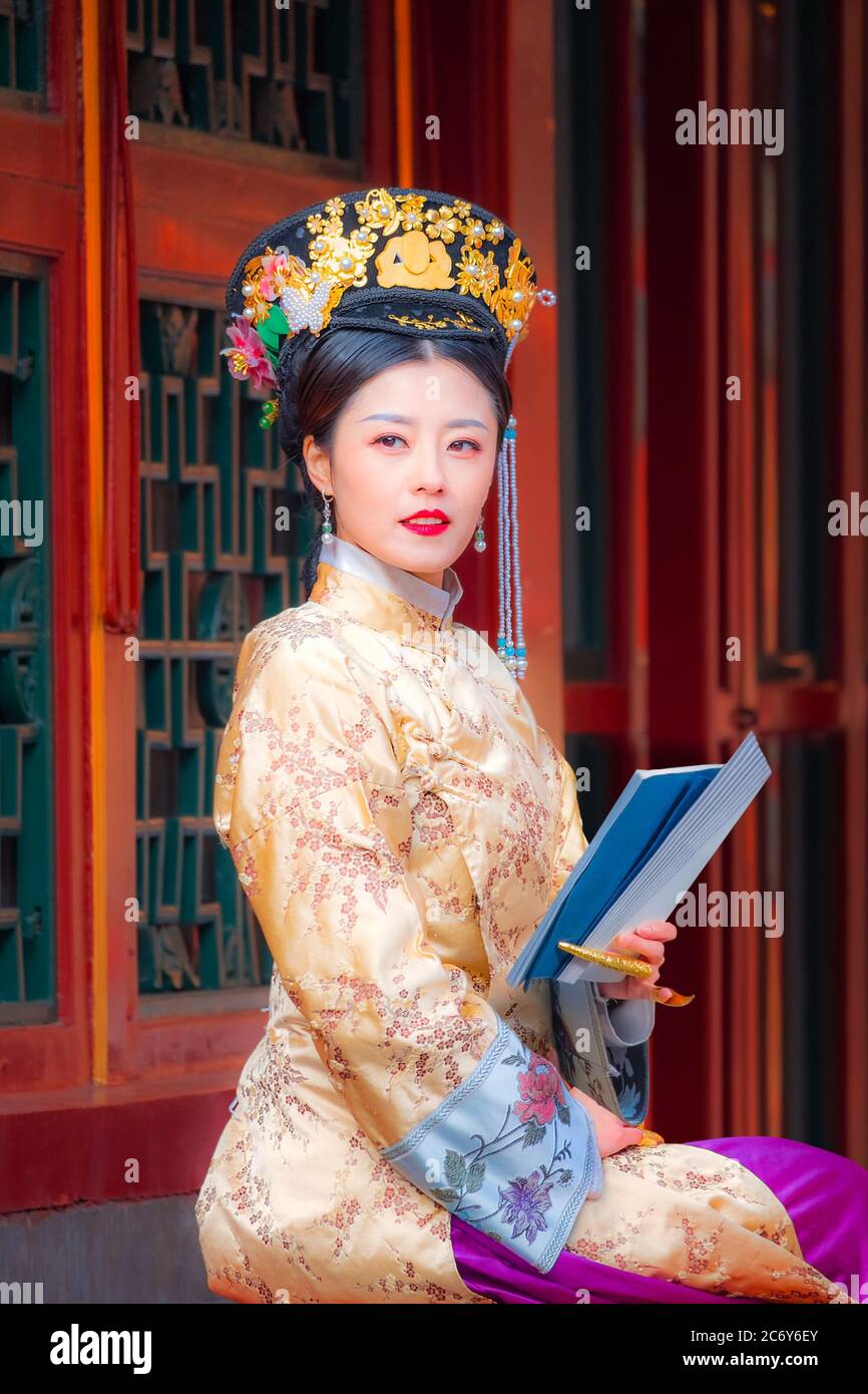 Beijing, China - Jan 9 2020: Unidentified Chinese woman in Chinese ...