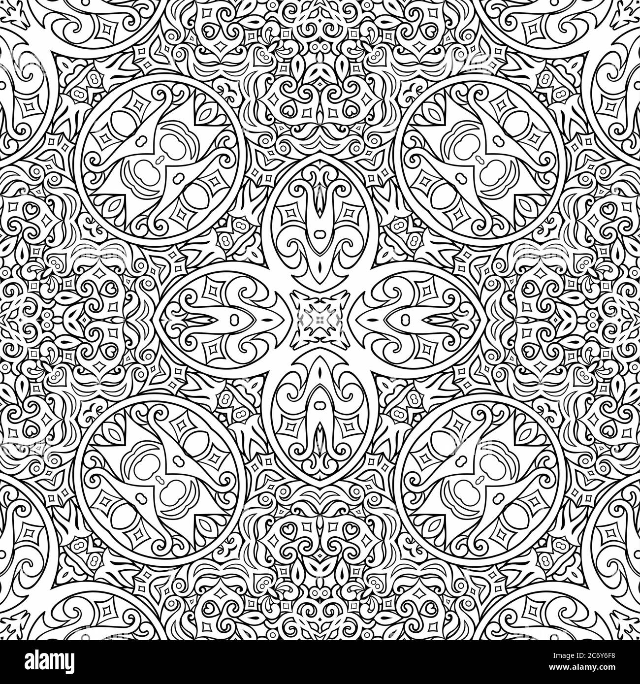Vector ethnic line art hand drawn background Stock Vector Image & Art ...