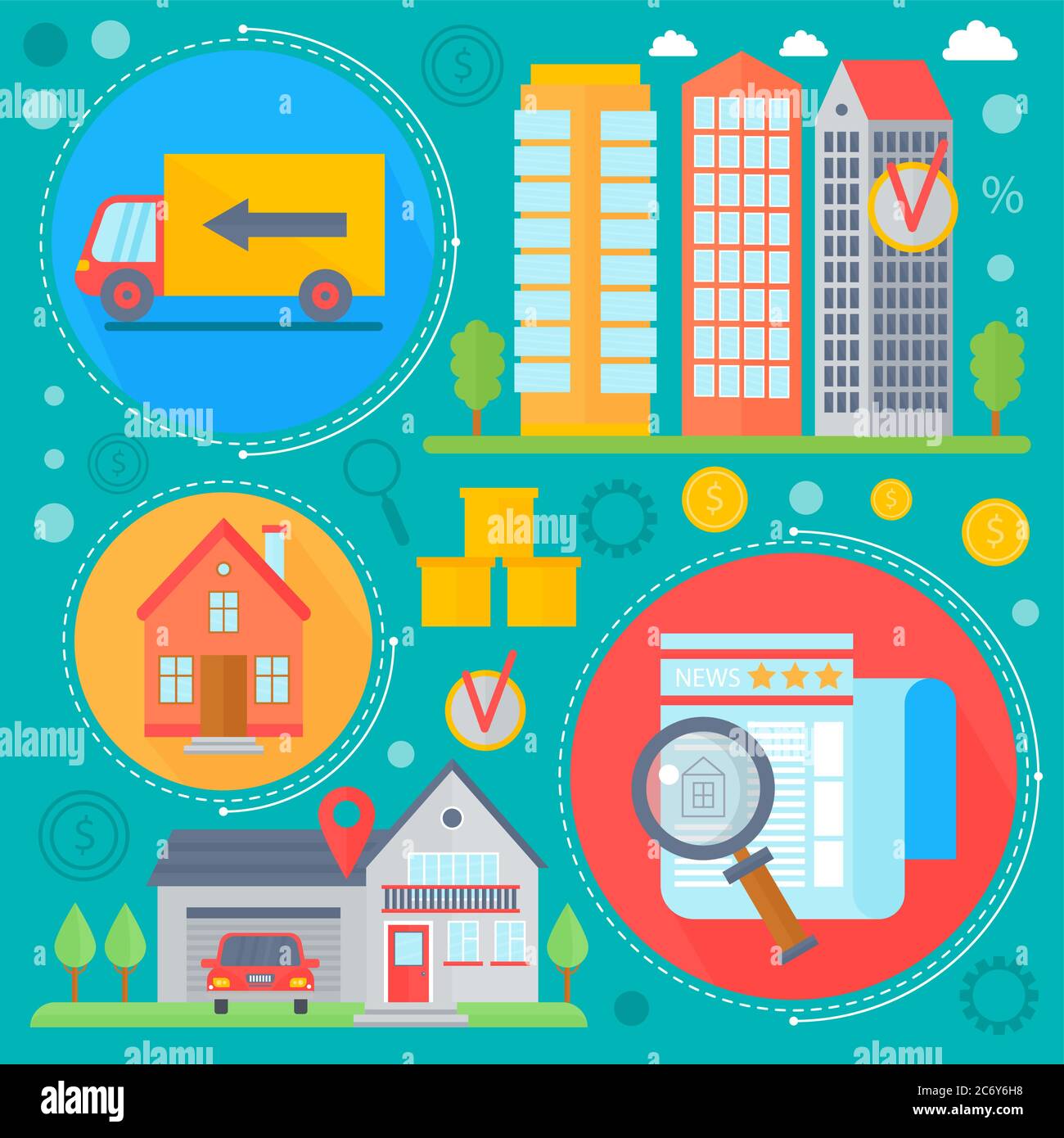 Vector Real estate design concept set with sale and rental market ...