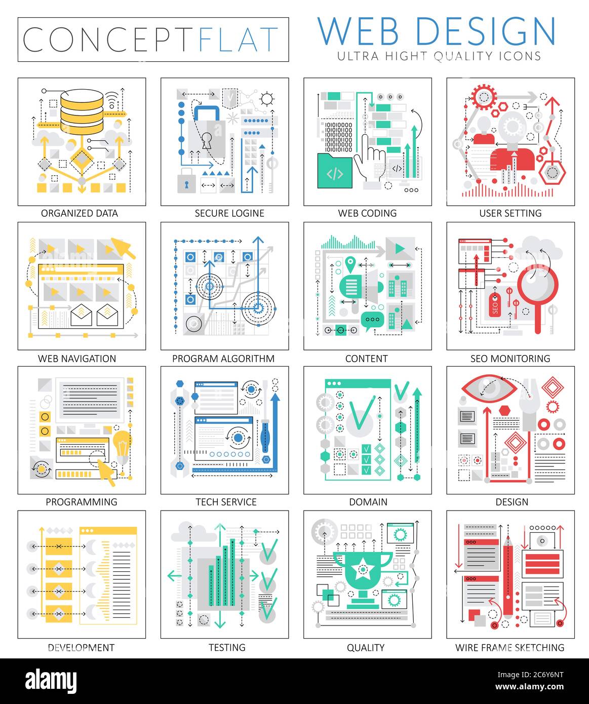 Infographics mini concept Web design icons for web. Premium quality ...
