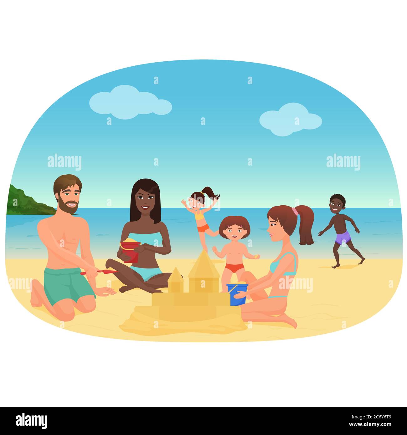 Family coast seaside Stock Vector Images - Alamy