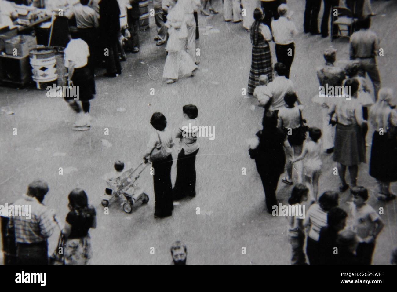 Fine 70s vintage black and white lifestyle photography of a mass of ...