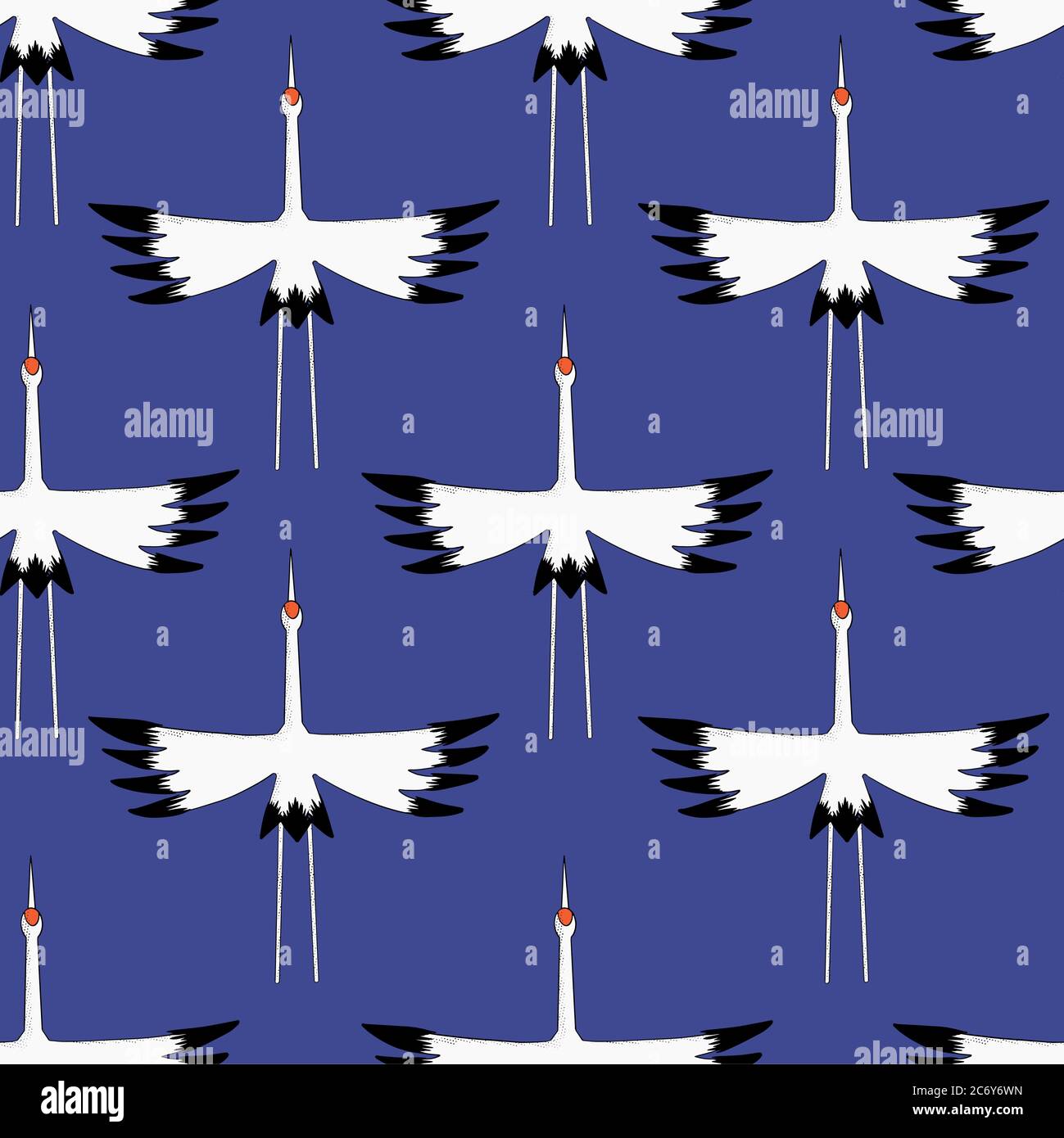 Vector simple Crane bird illustration seamless pattern Stock Vector ...