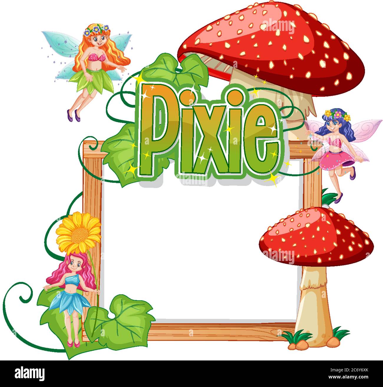 Pixie logos with blank banner on white background illustration Stock ...