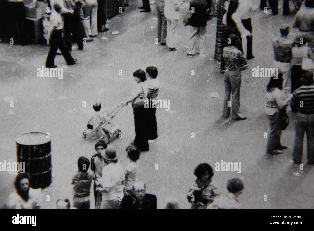 Fine 70s vintage black and white lifestyle photography of a mass of ...