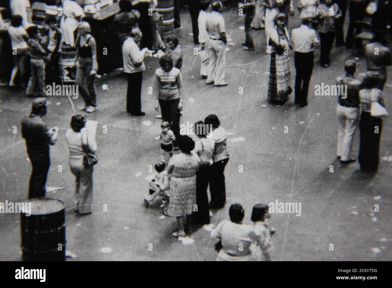 Fine 70s vintage black and white lifestyle photography of a mass of ...