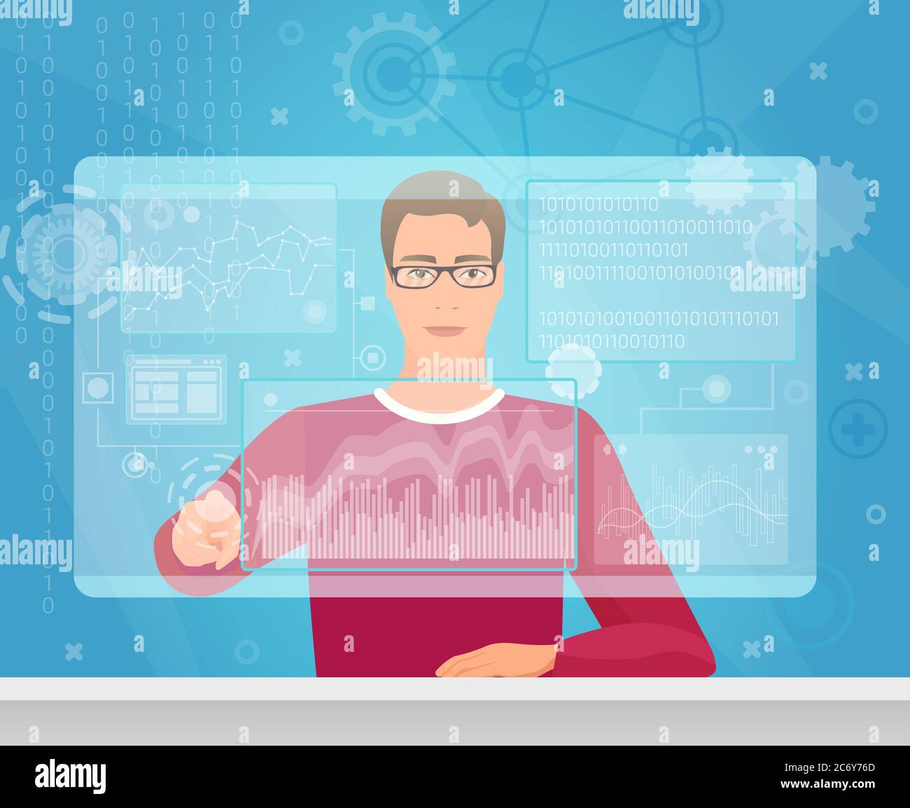 Businessman looking digital construction project Stock Vector Images ...