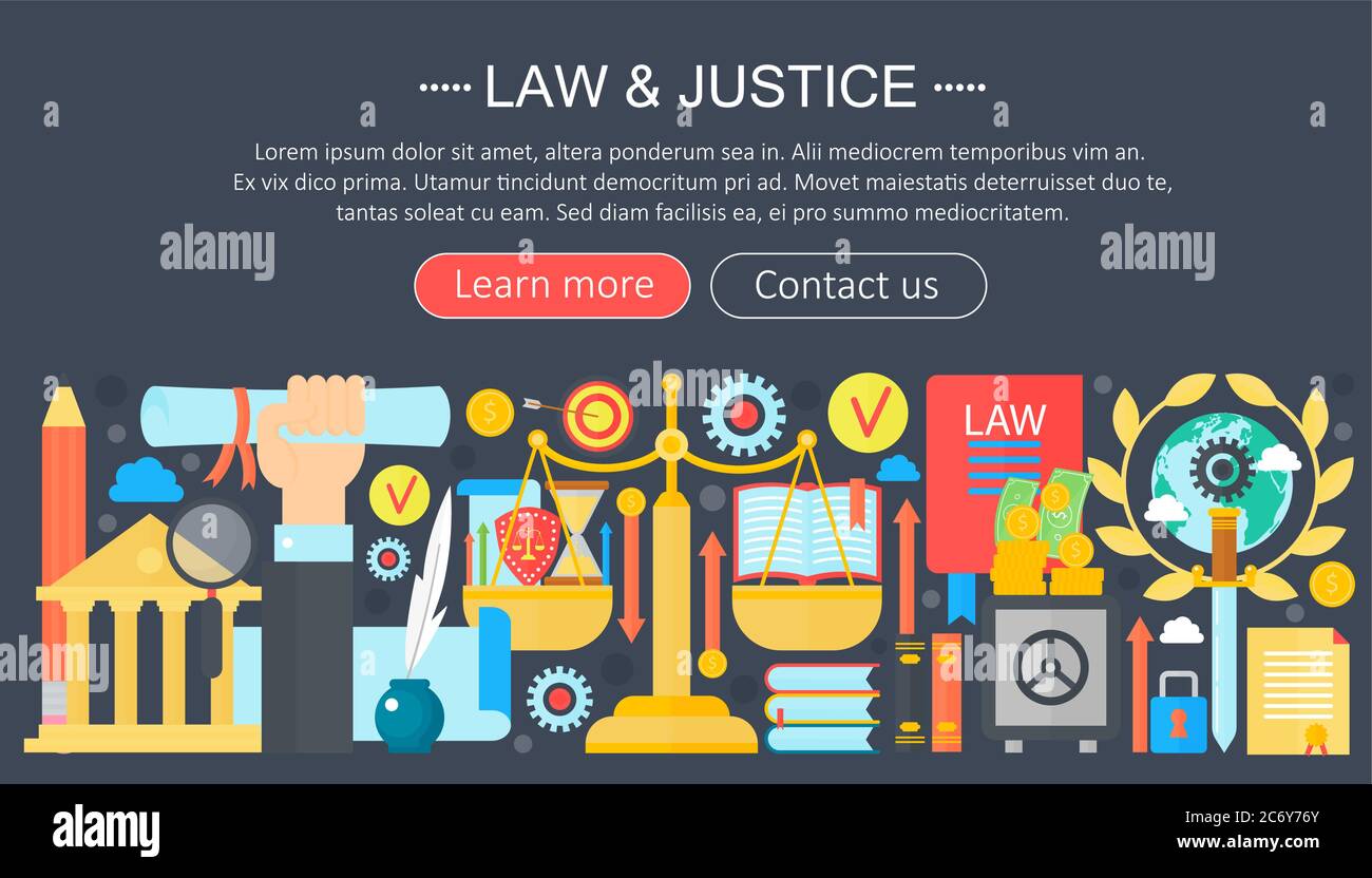 Law and justice design concept with justice icons infographics template ...