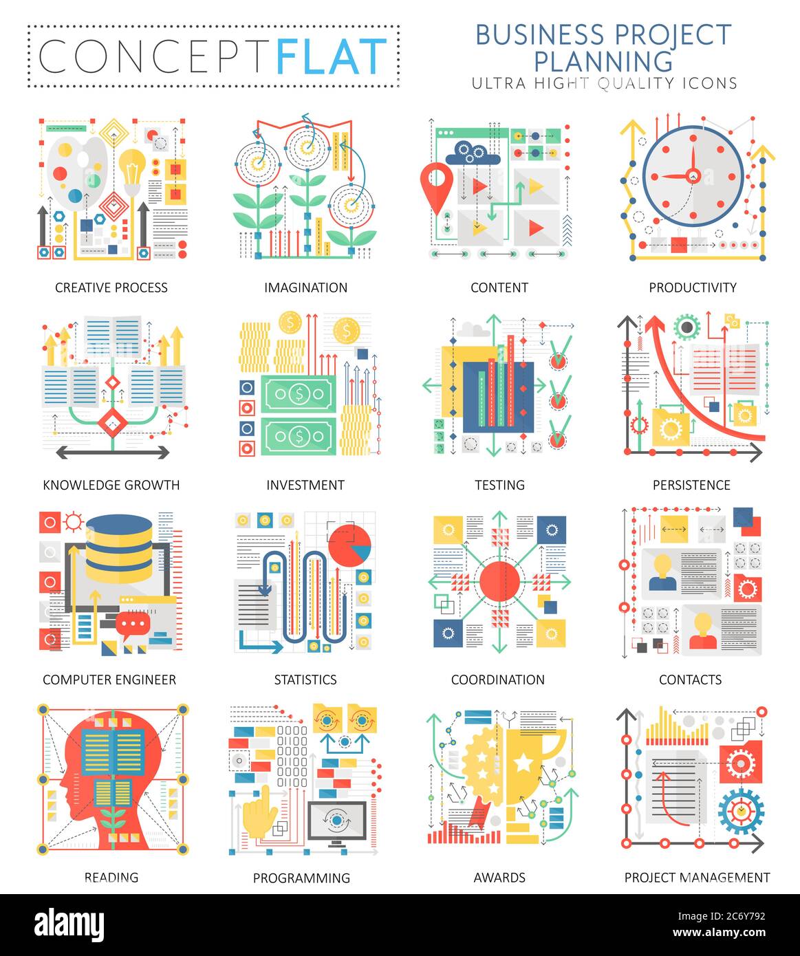 Infographics mini concept business finance planning icons and digital ...