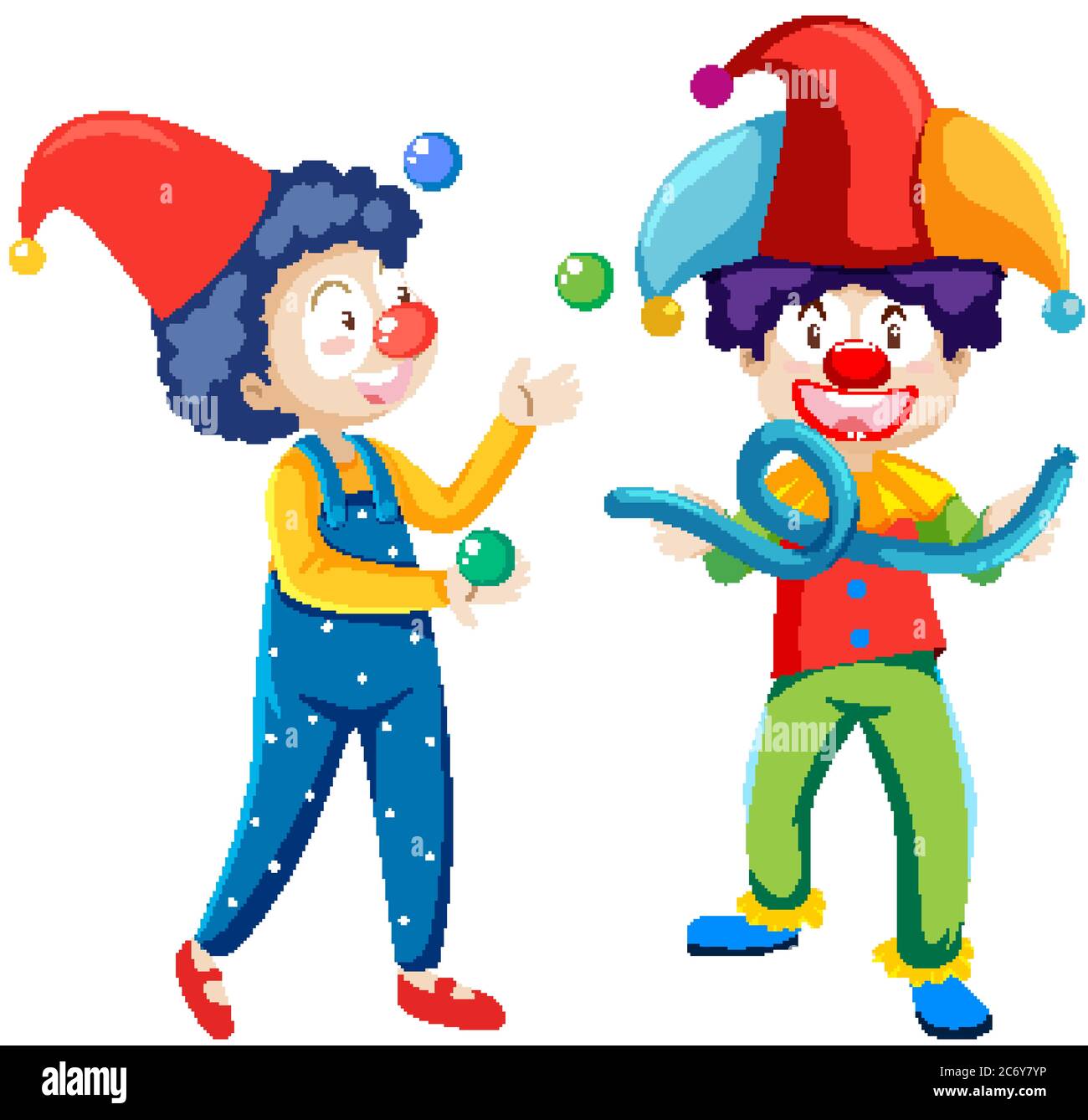 Juggling clowns cartoon character isolated on white background ...