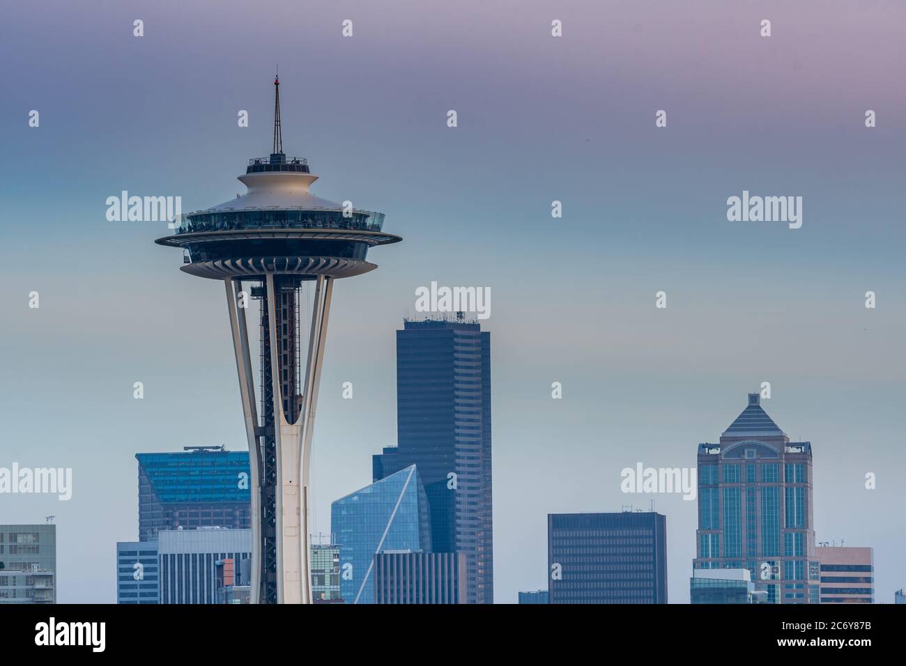 Seattle, United States: Seattle Space Needle Close Up at sunset Stock ...