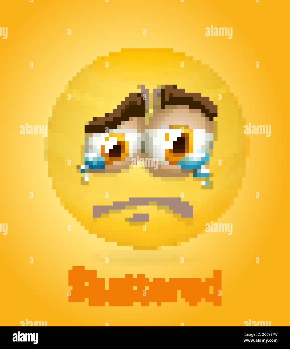 Shattered face emoji with its description on yellow background ...